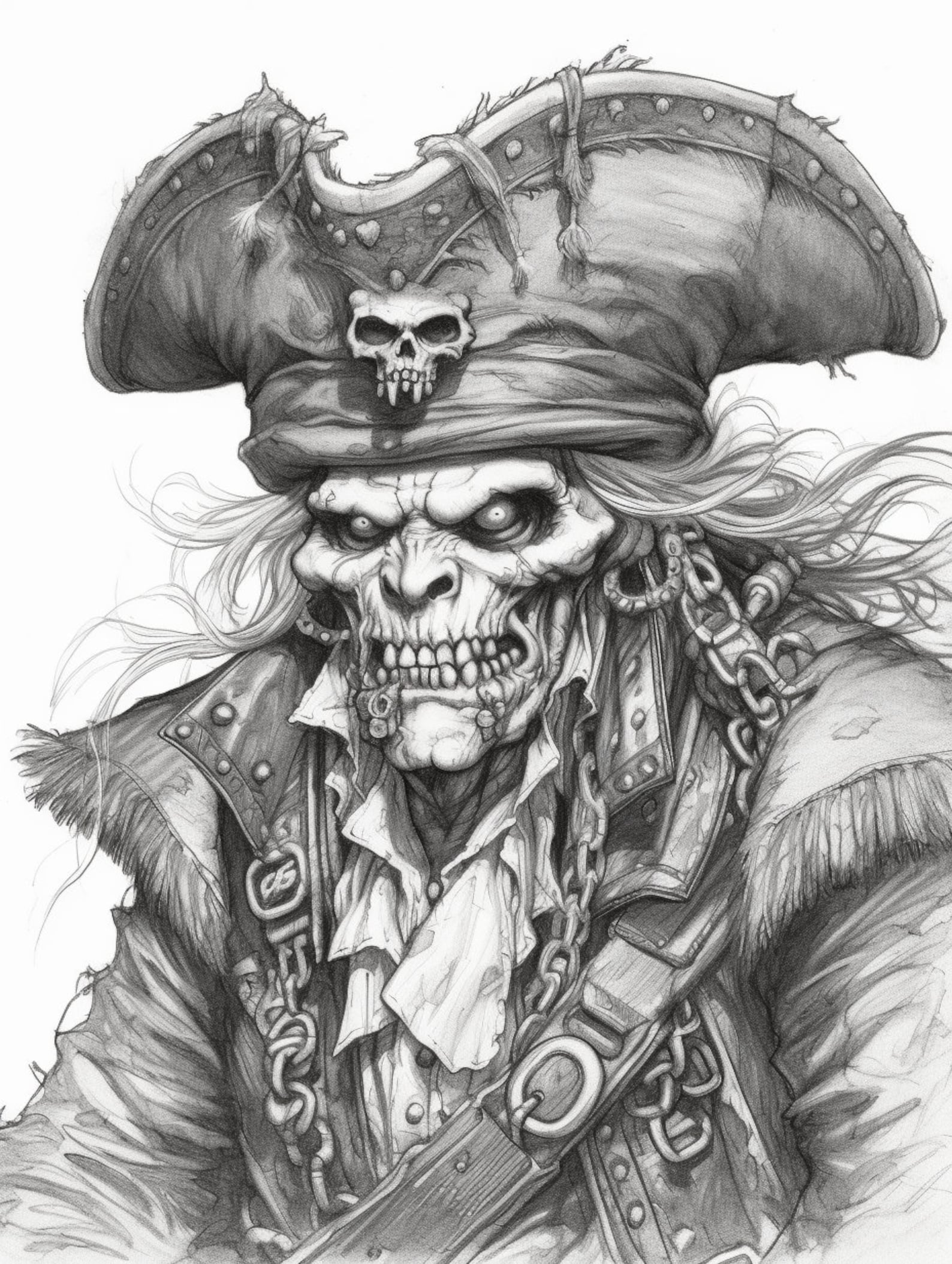 Zombie Pirates Coloring Book for Adults and Kids Grayscale - Etsy