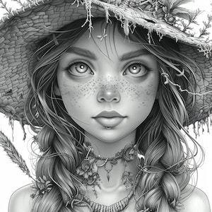 Druid Girls Coloring Book for Adults and Kids, Grayscale Coloring Pages ...