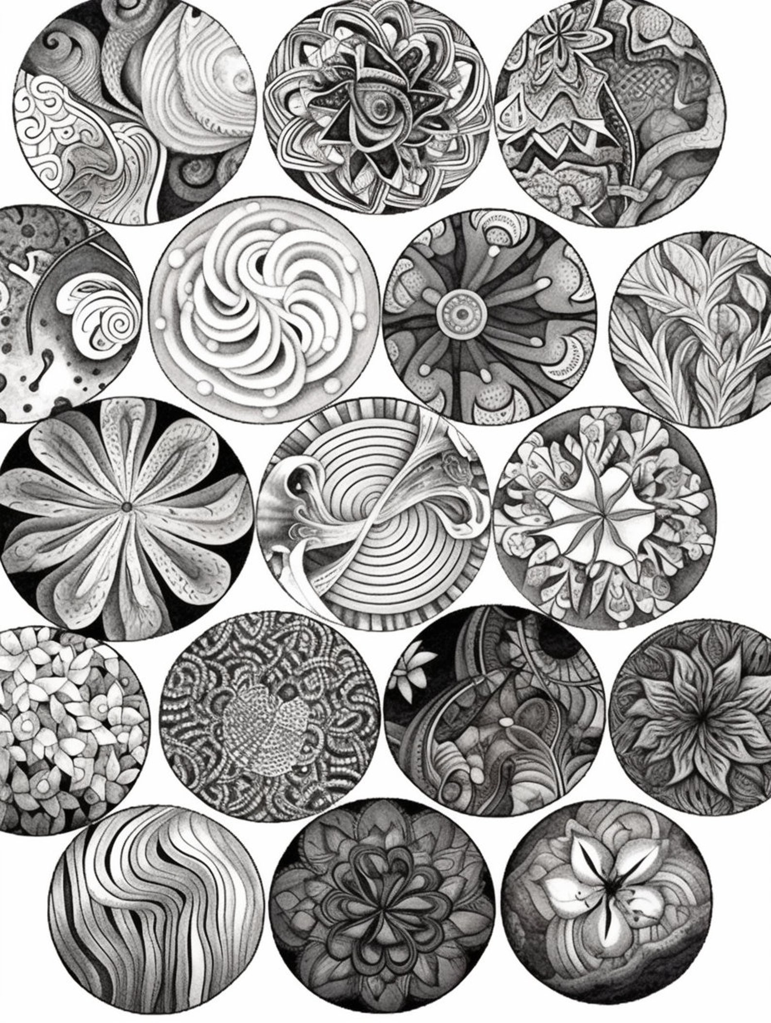 Zen Patterns Coloring Book for Adults and Kids, Grayscale Coloring ...