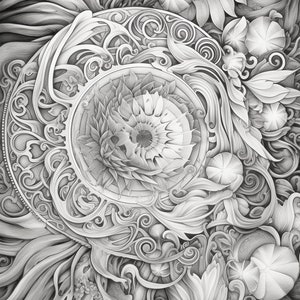 Zen Patterns Coloring Book for Adults and Kids, Grayscale Coloring ...