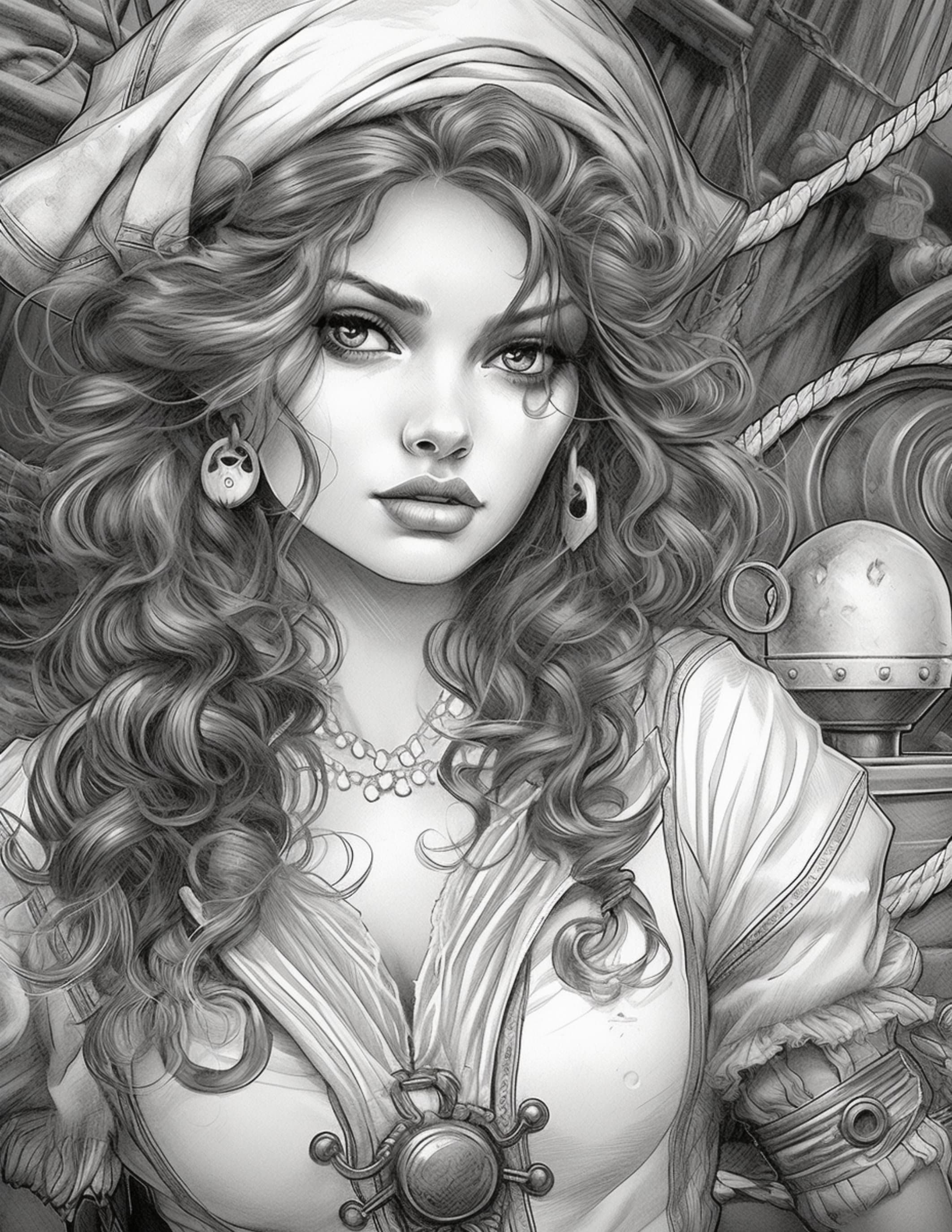 Fierce Female Pirates Coloring Pages for Adults Kids - Etsy