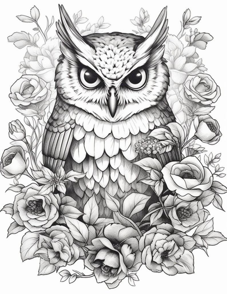 Cute Animals Grayscale Coloring Pages Printable Adult - Etsy