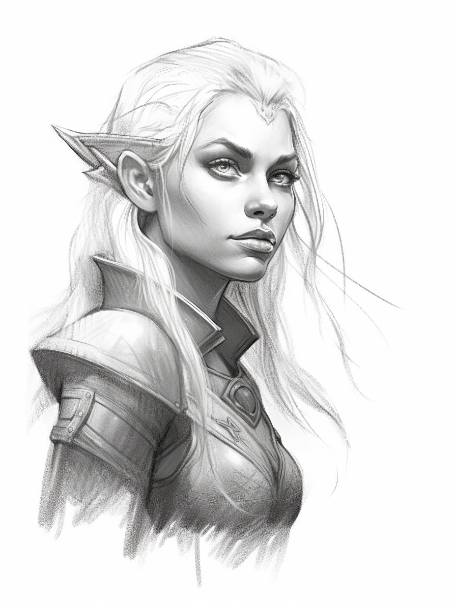 Female Elf Coloring Page for Adults and Teens Grayscale - Etsy Australia