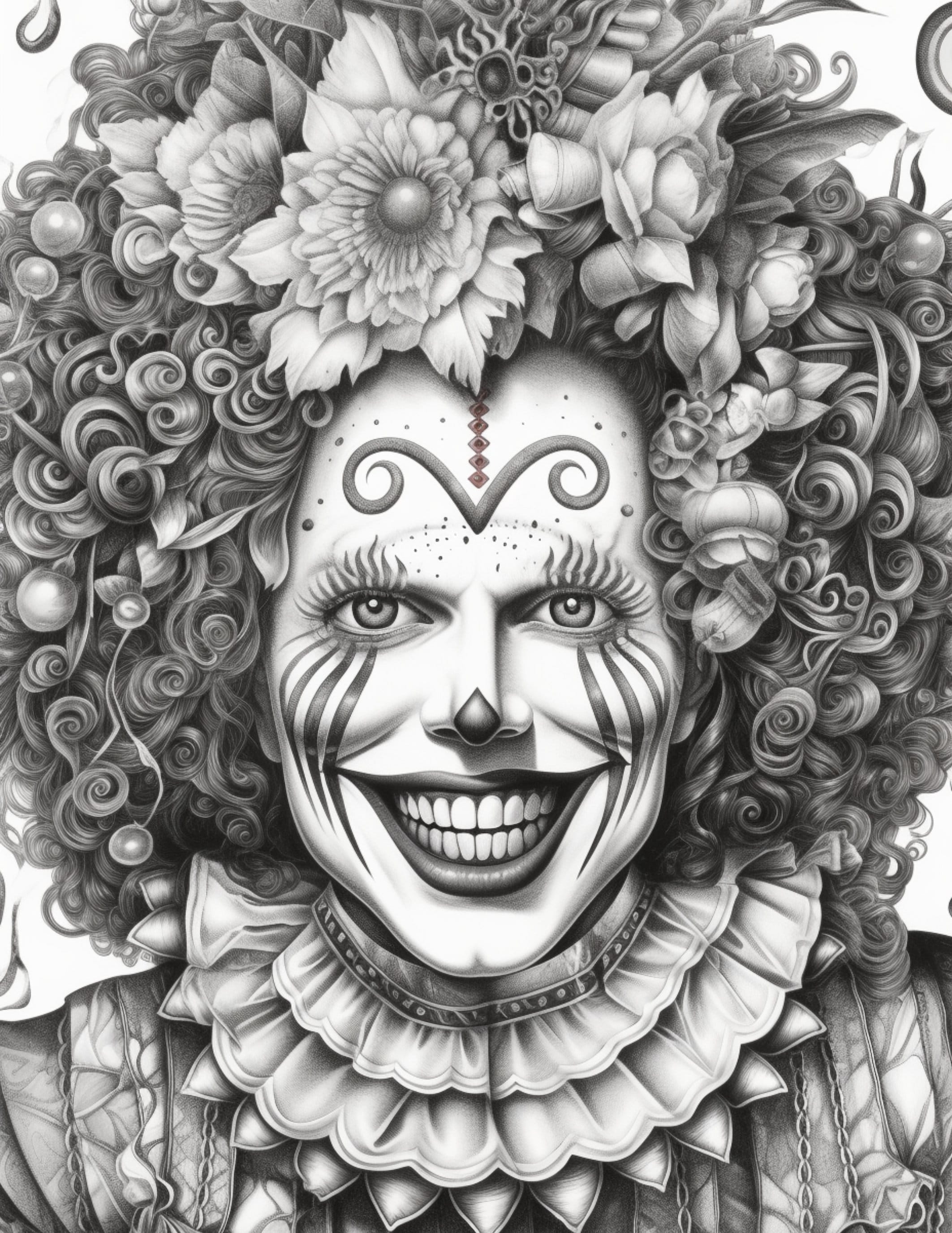 Scary Clowns Coloring Book Adults Coloring Pages Grayscale - Etsy