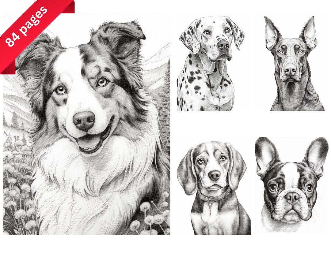 80+ Dogs Coloring Pages: Printable Animal Illustrations (digital ...