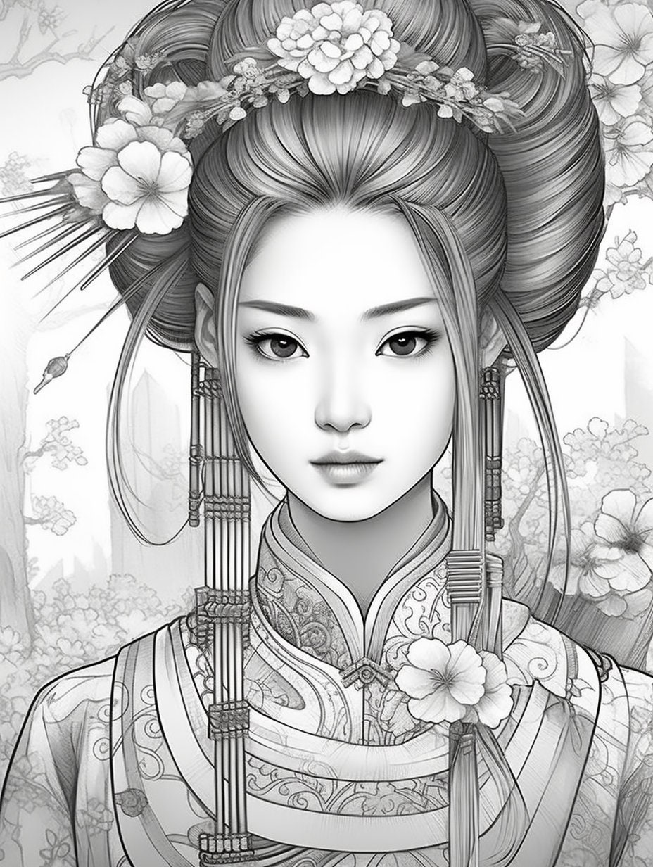 40 Asian Coloring Book for Adults and Kids Digital Download - Etsy