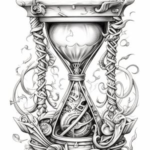 Abstract Hourglass Coloring Book for Adults and Kids, Grayscale ...