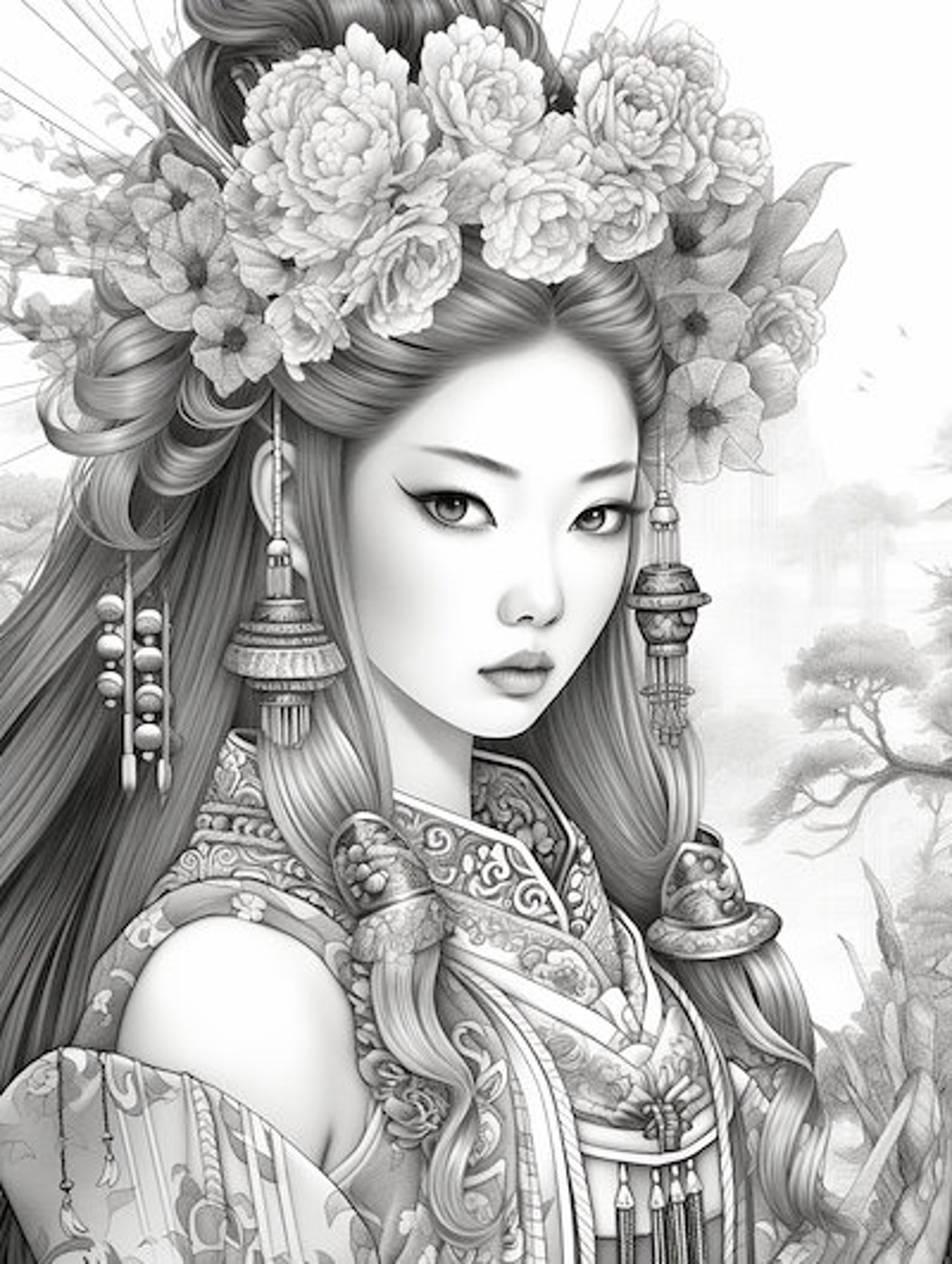 Japanese Princesses Coloring Book for Adults and Kids - Etsy Canada