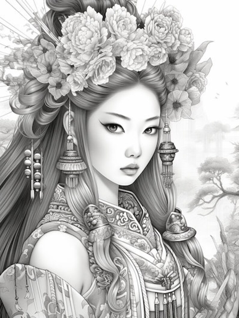 Japanese Princesses Coloring Book for Adults and Kids - Etsy Canada