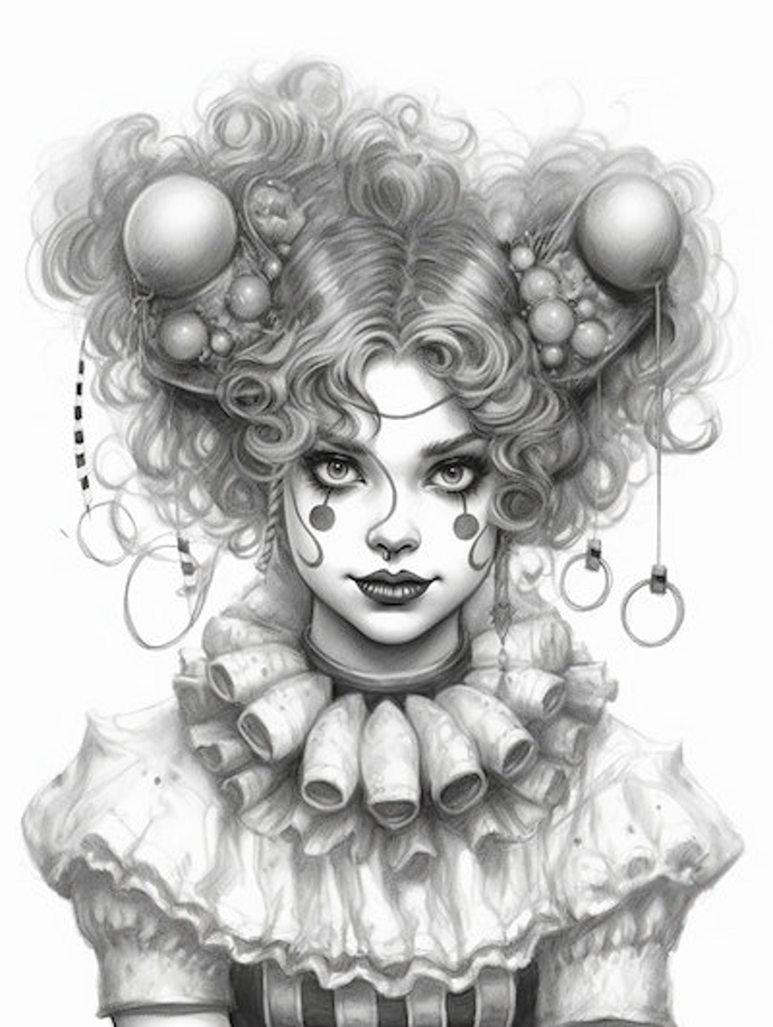 Beautiful Clown Girl Coloring Book for Adults and Kids Circus - Etsy