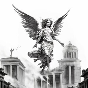 Angels Coloring Book for Adults and Kids, Grayscale Coloring Pages ...