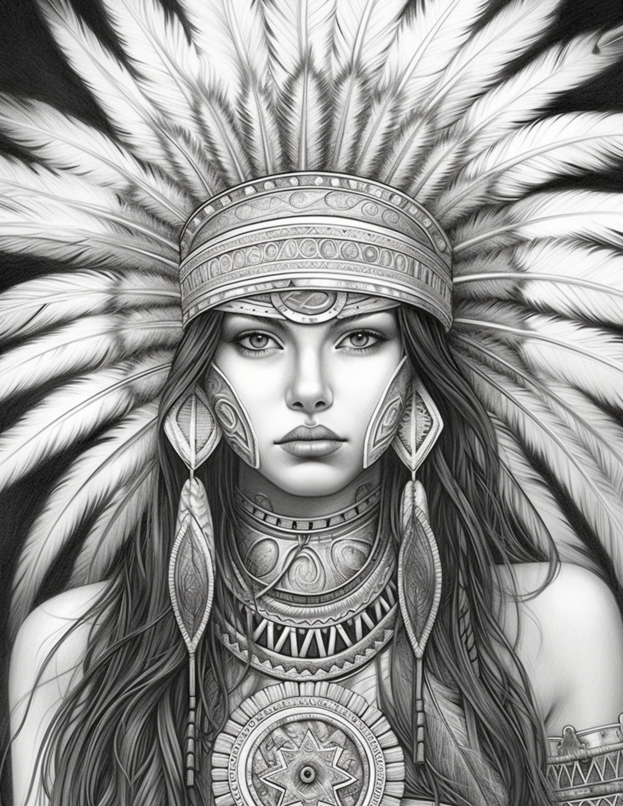 Native American Women Coloring Pages for Adults and Kids - Etsy