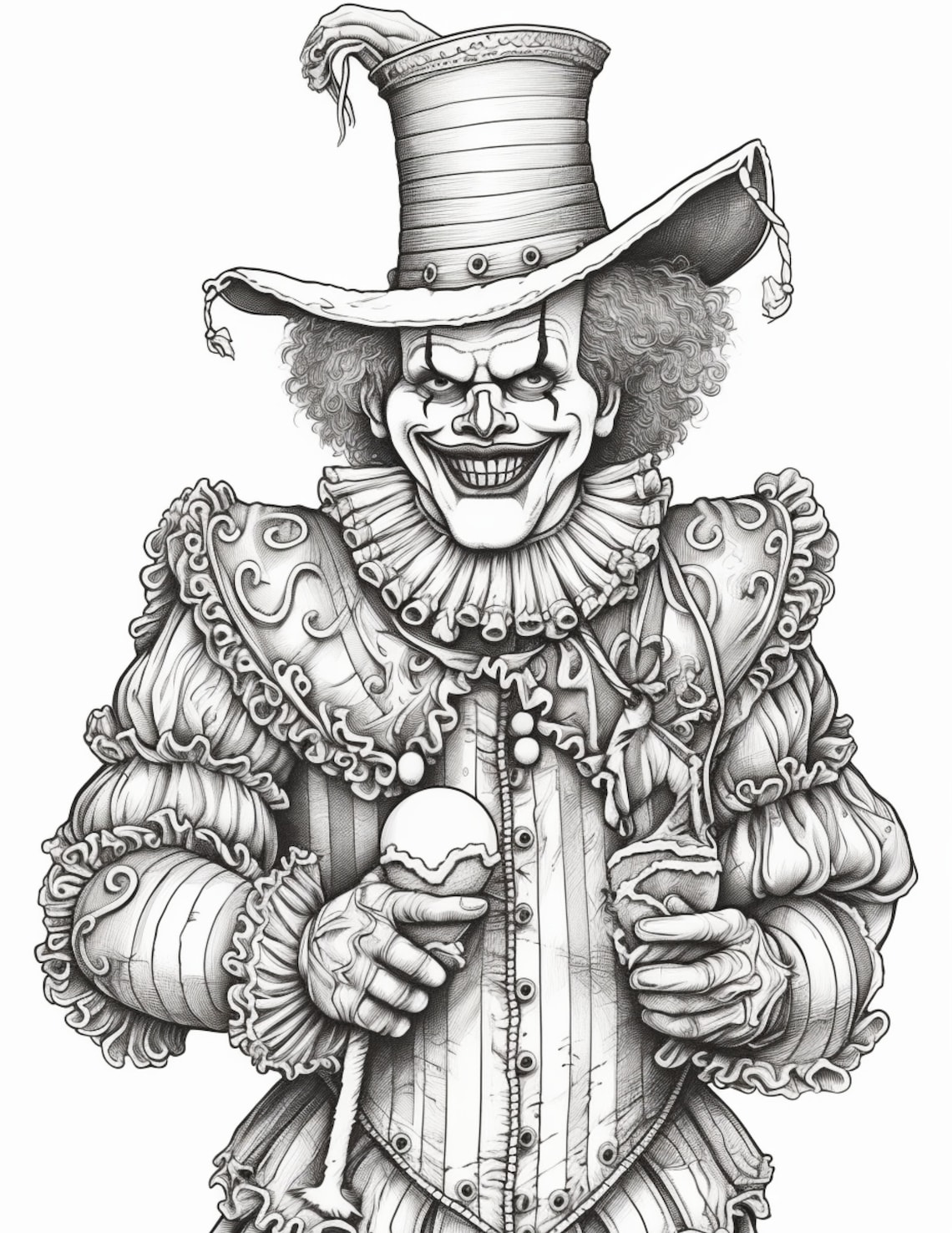 Scary Clowns Coloring Book Adults Coloring Pages Grayscale - Etsy