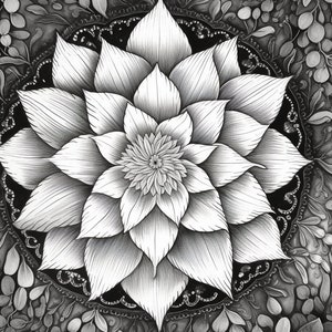 Zen Patterns Coloring Book for Adults and Kids, Grayscale Coloring ...