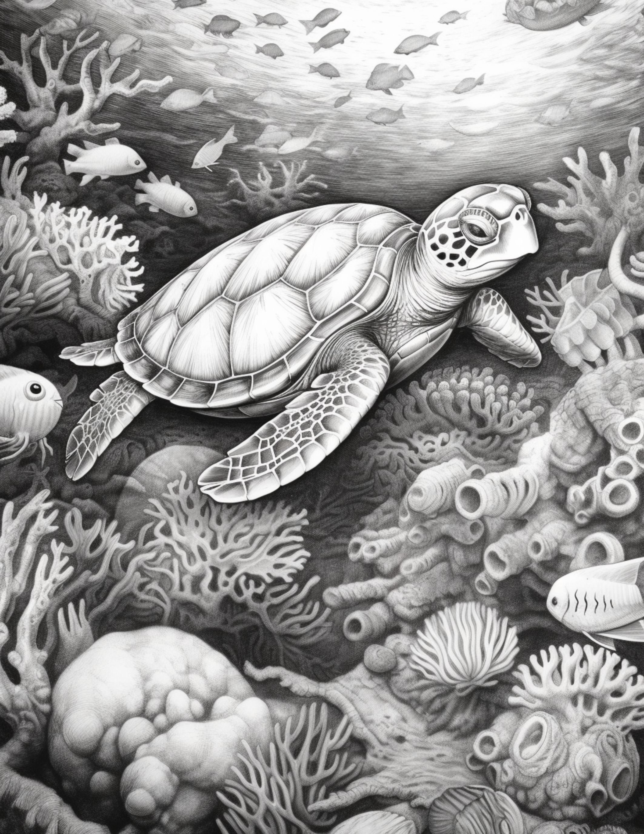 Relaxing Coral Reef Coloring Book Instant Download Grayscale - Etsy