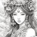 Japanese Princesses Coloring Book for Adults and Kids, Grayscale ...