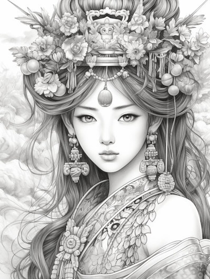 Japanese Princesses Coloring Book for Adults and Kids - Etsy Canada