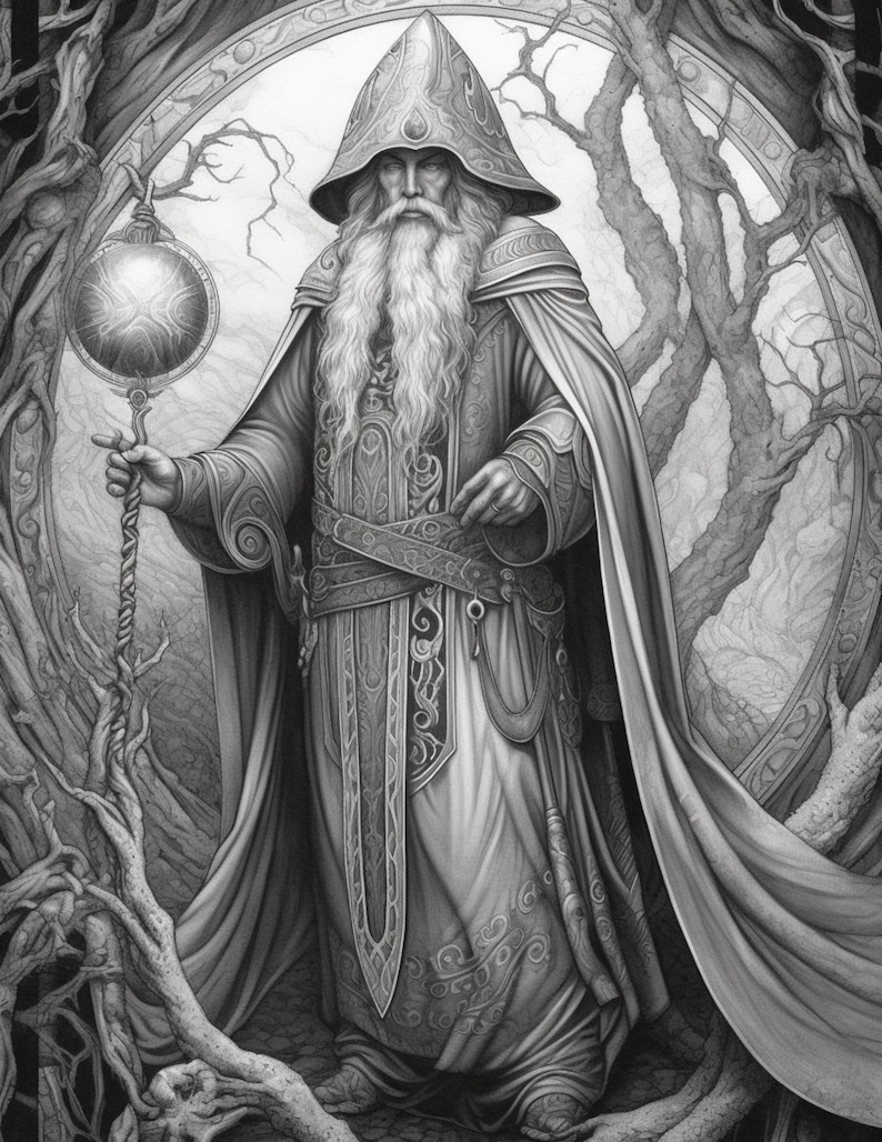 Wizards and Mages Coloring Page for Adults and Teens - Etsy