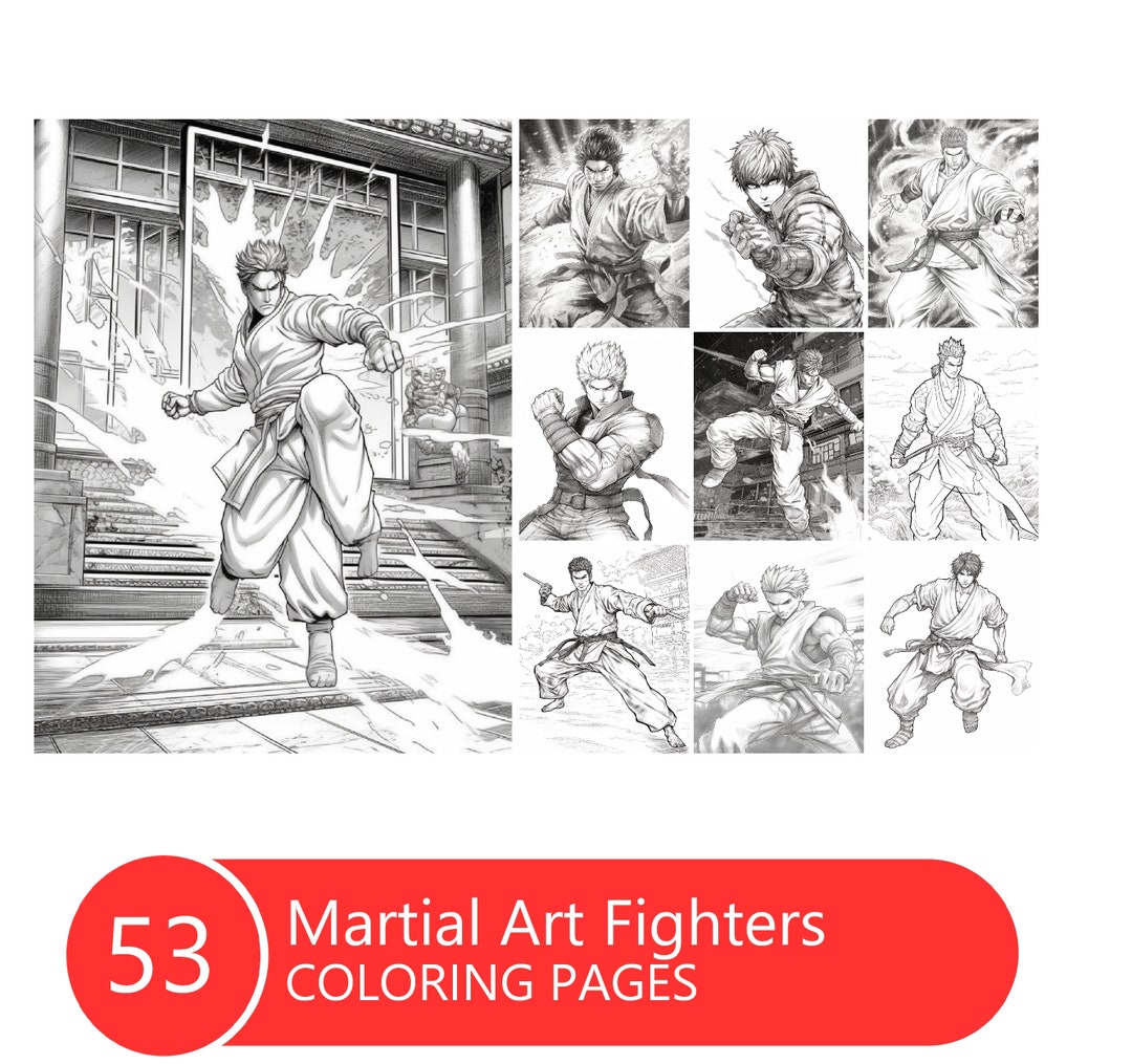 Manga Martial Art Fighters Coloring Book for Adults and Kids, Anime ...