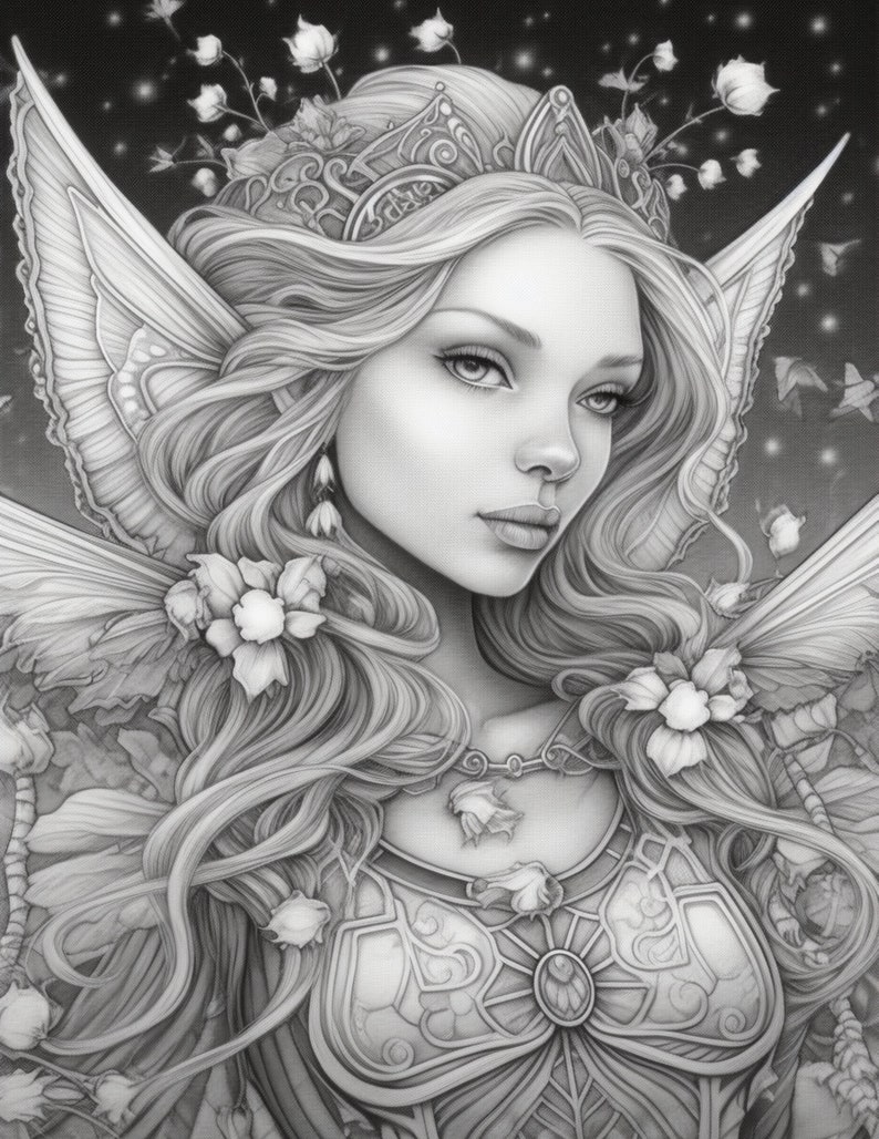 Moon Fairies Coloring Pages for Adults and Kids Instant - Etsy
