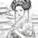 Japanese Princesses Coloring Book for Adults and Kids, Grayscale ...