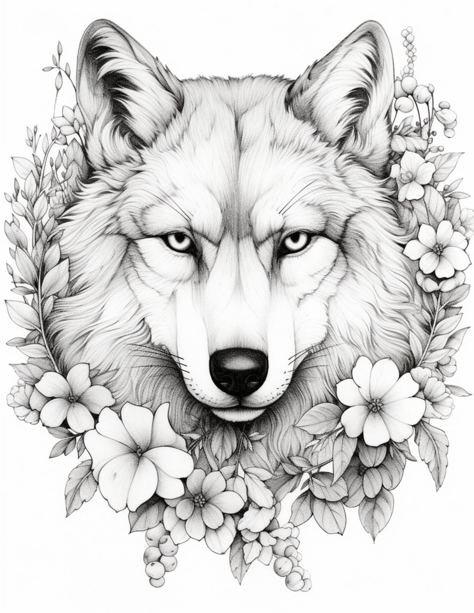 Cute Animals Grayscale Coloring Pages, Printable Adult Coloring Pages ...
