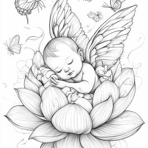 Angel Baby Coloring Book: 68 Grayscale Pages (printable PDF File) - Etsy