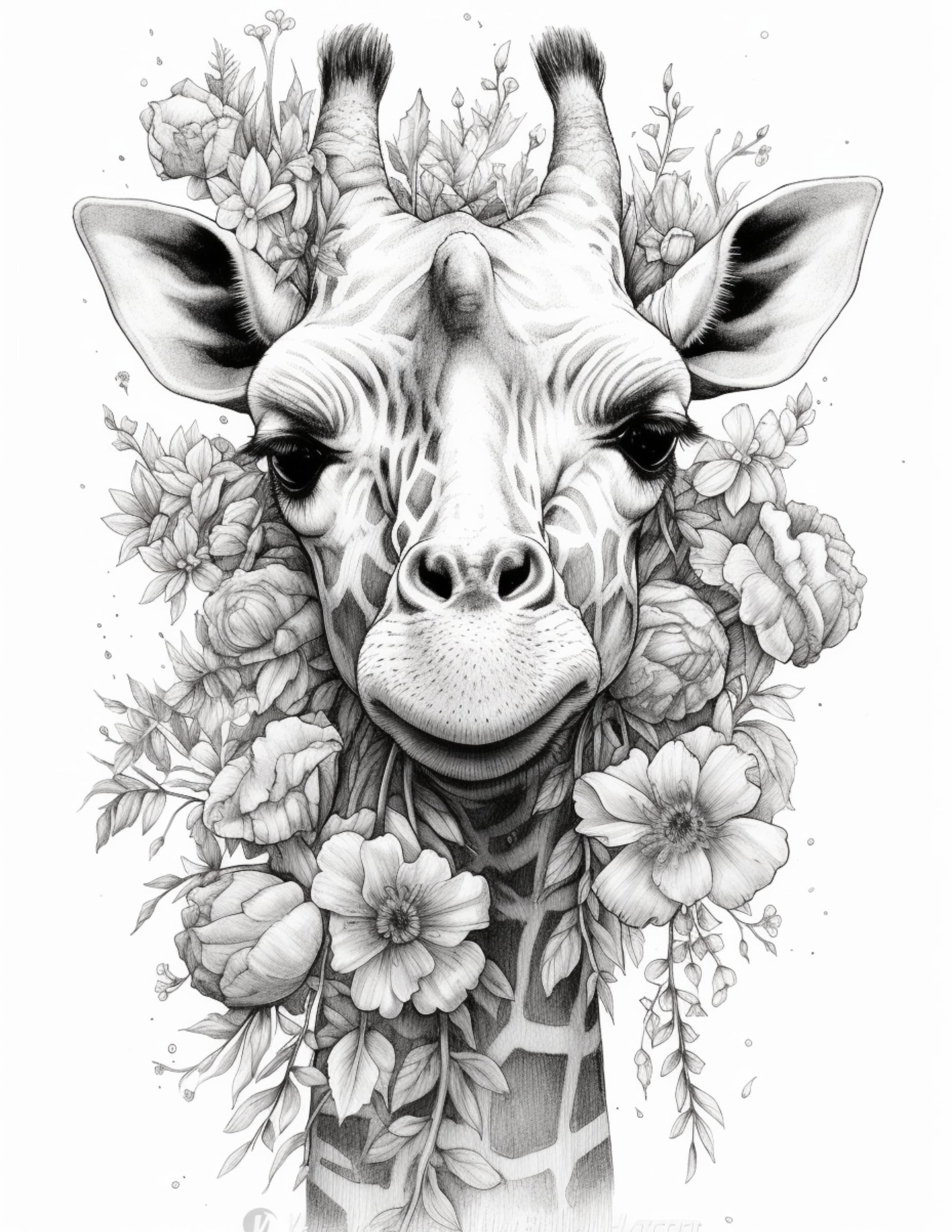 Cute Animals Grayscale Coloring Pages, Printable Adult Coloring Pages ...