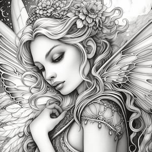 Moon Fairies Coloring Pages for Adults and Kids, Instant Download ...