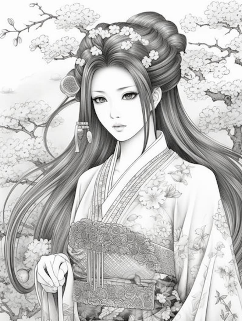 Japanese Princesses Coloring Book for Adults and Kids - Etsy Canada