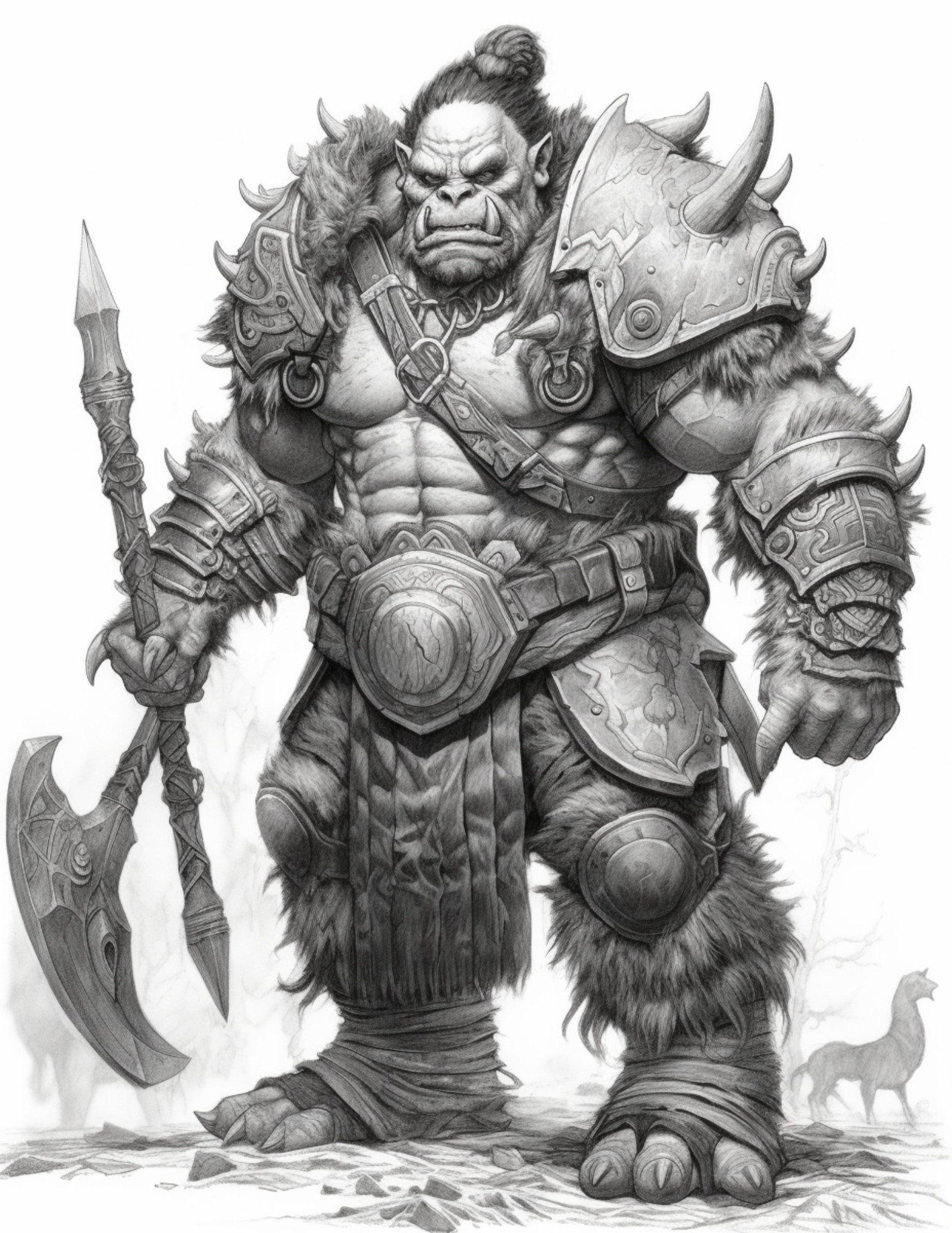 Orcs Coloring Page for Adults and Teens, Grayscale Coloring Book ...