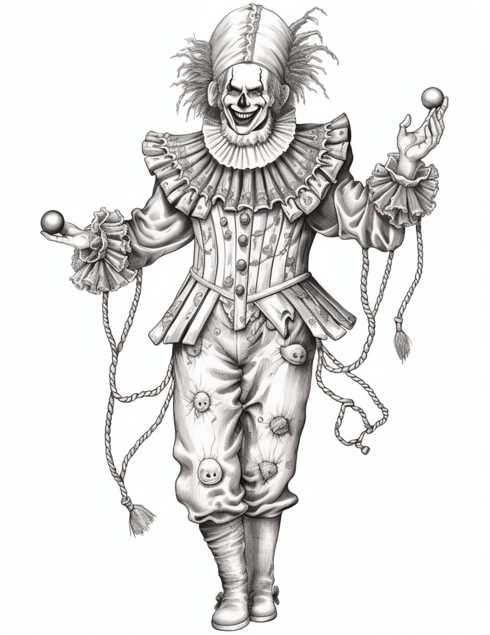 Scary Clowns Coloring Book Adults Coloring Pages Grayscale - Etsy