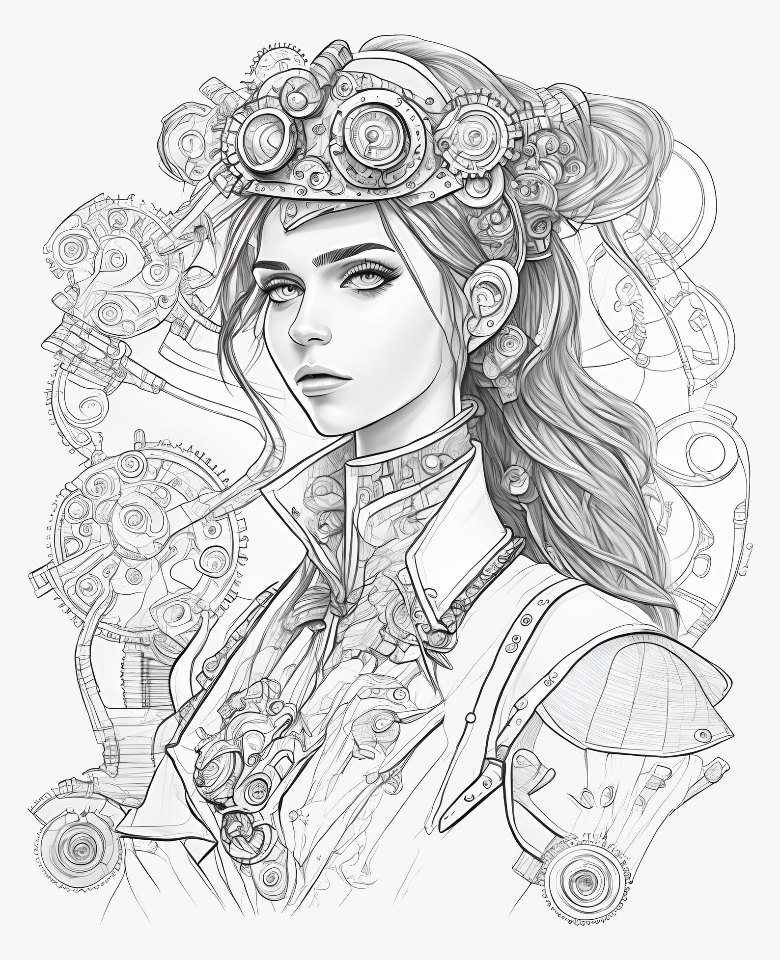 70 Steampunk Girls Coloring Book Adults Kids Coloring - Etsy