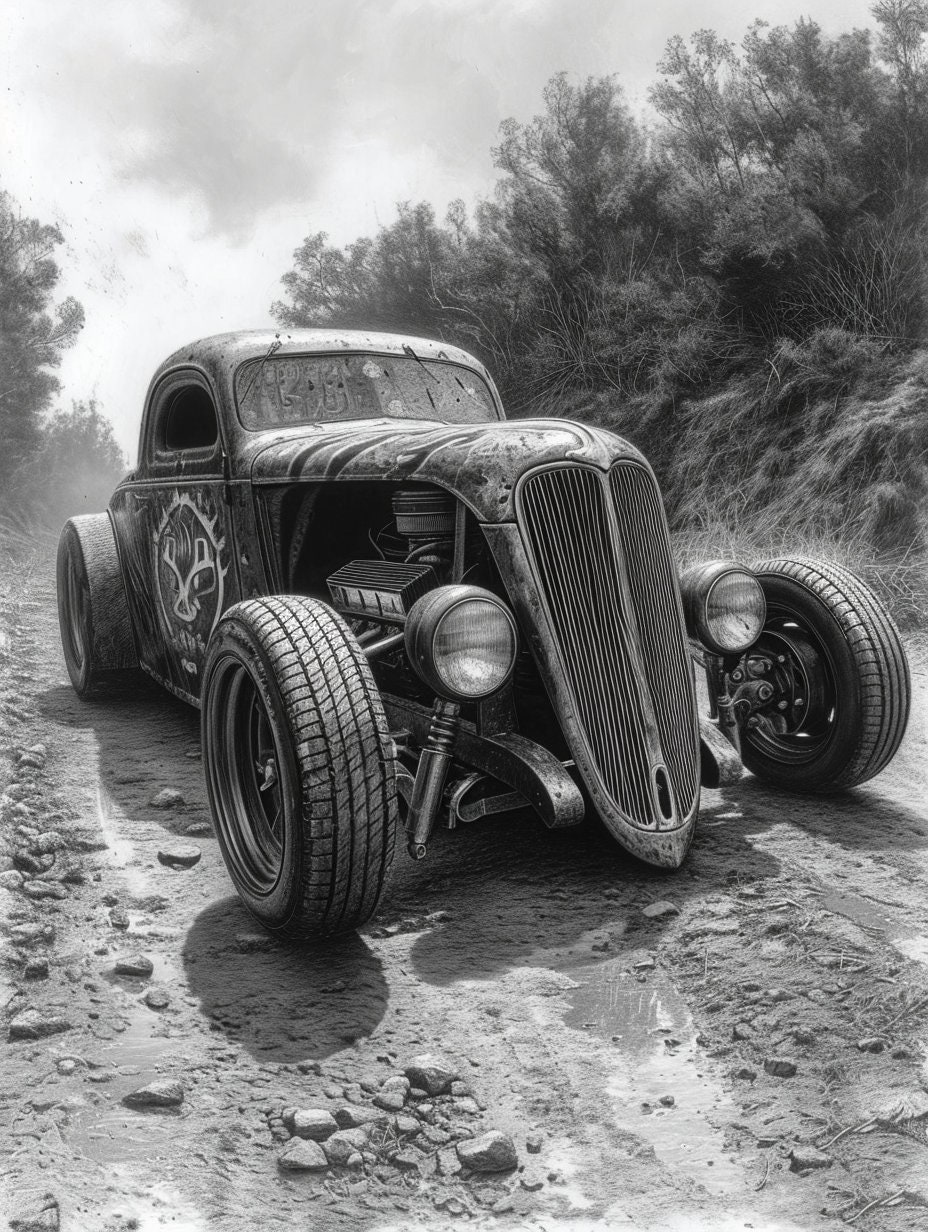 Rat Funk Cars Vol 2 Coloring Book: Grayscale Art (printable PDF File ...