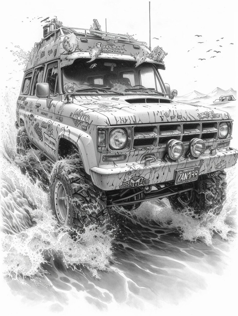 Rat Funk Cars Vol 2 Coloring Book: Grayscale Art (printable PDF File ...