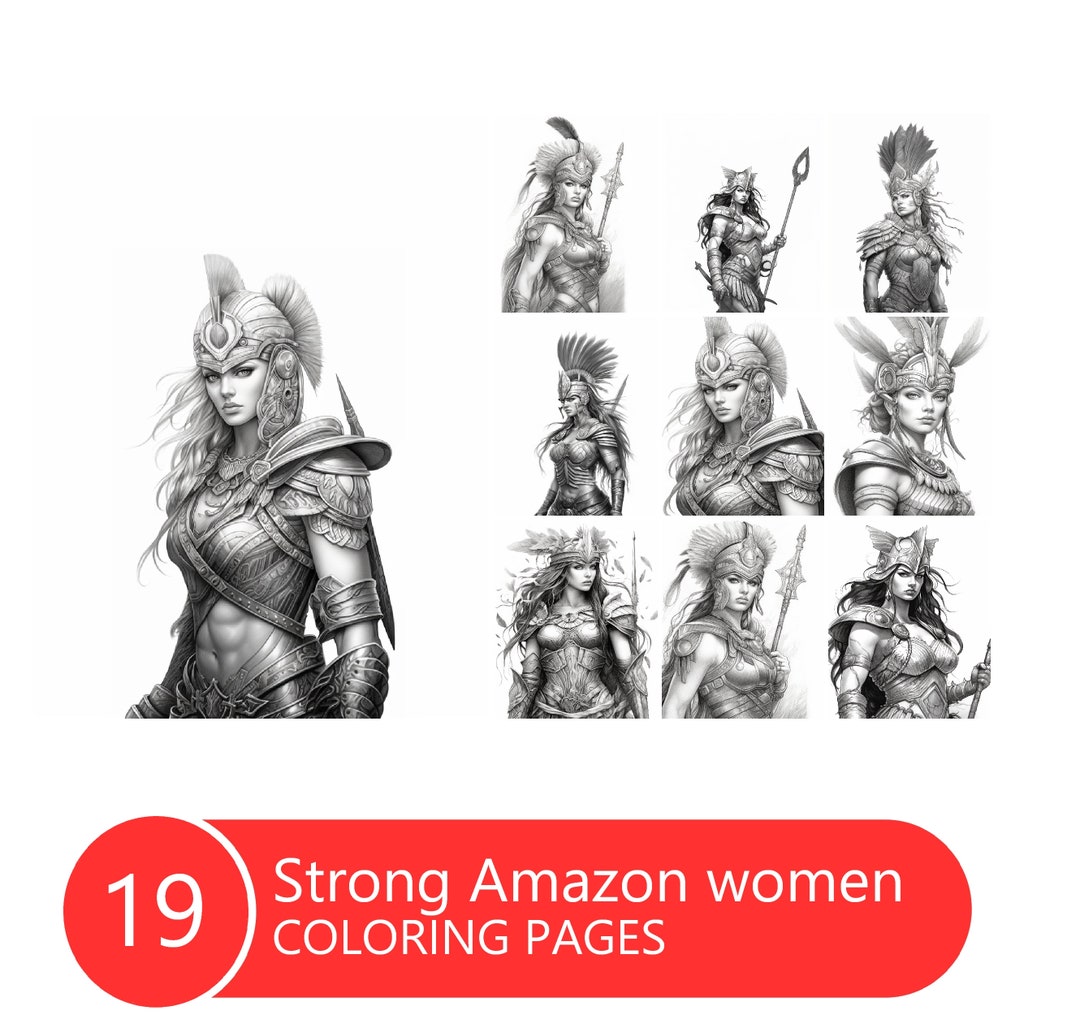 Valkyries Coloring Book: Grayscale Amazon Women (printable PDF) - Etsy