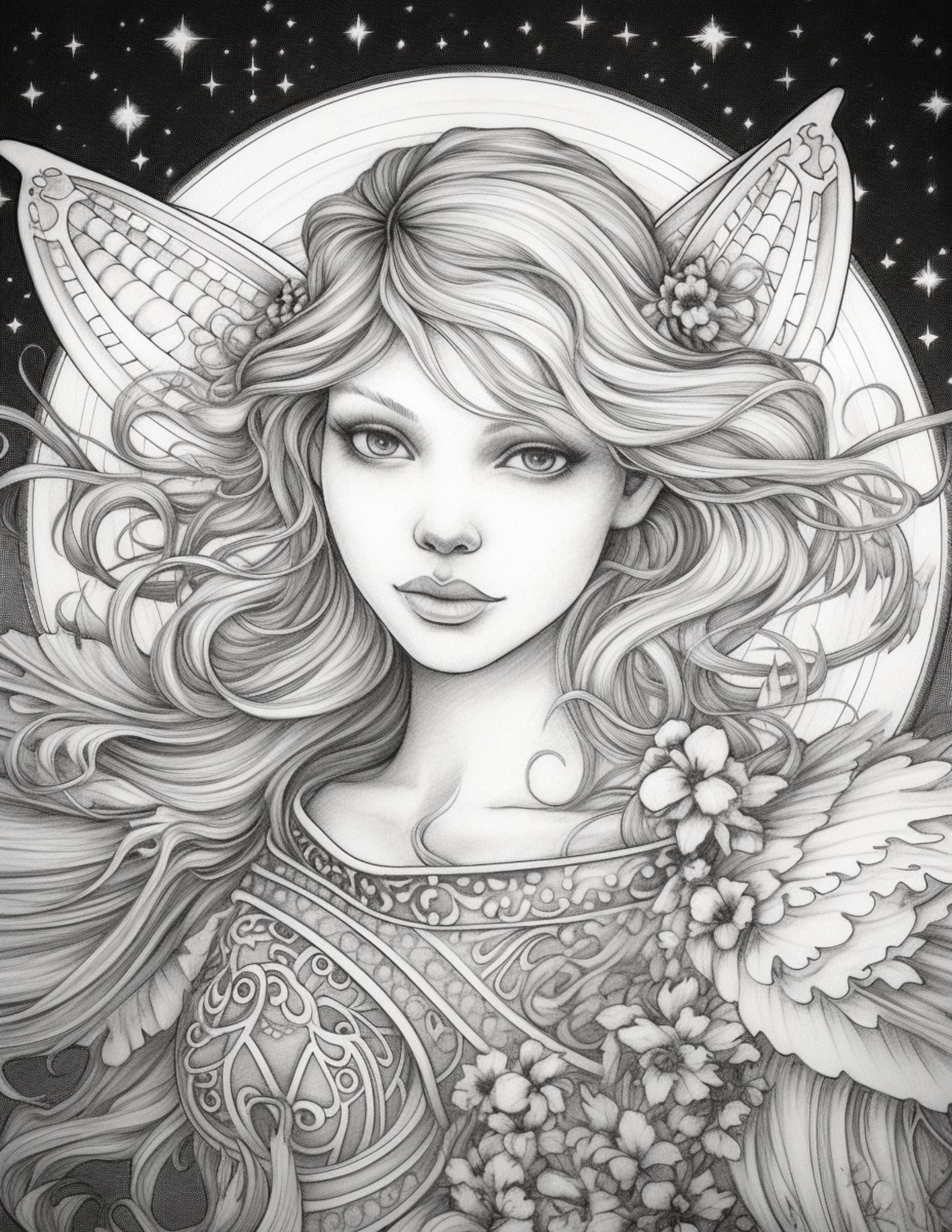 Moon Fairies Coloring Pages for Adults and Kids (Instant Download) - Etsy