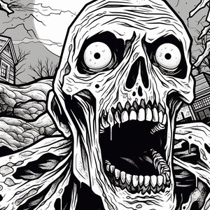 Scary Zombies Coloring Book for Adults, Teens, Instant Download ...