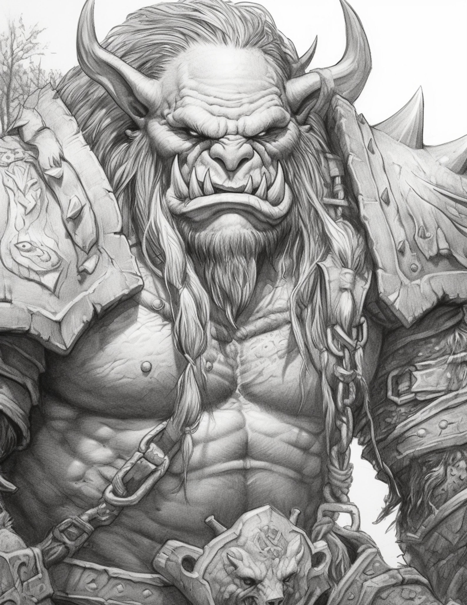 Orcs Coloring Page for Adults and Teens, Grayscale Coloring Book ...