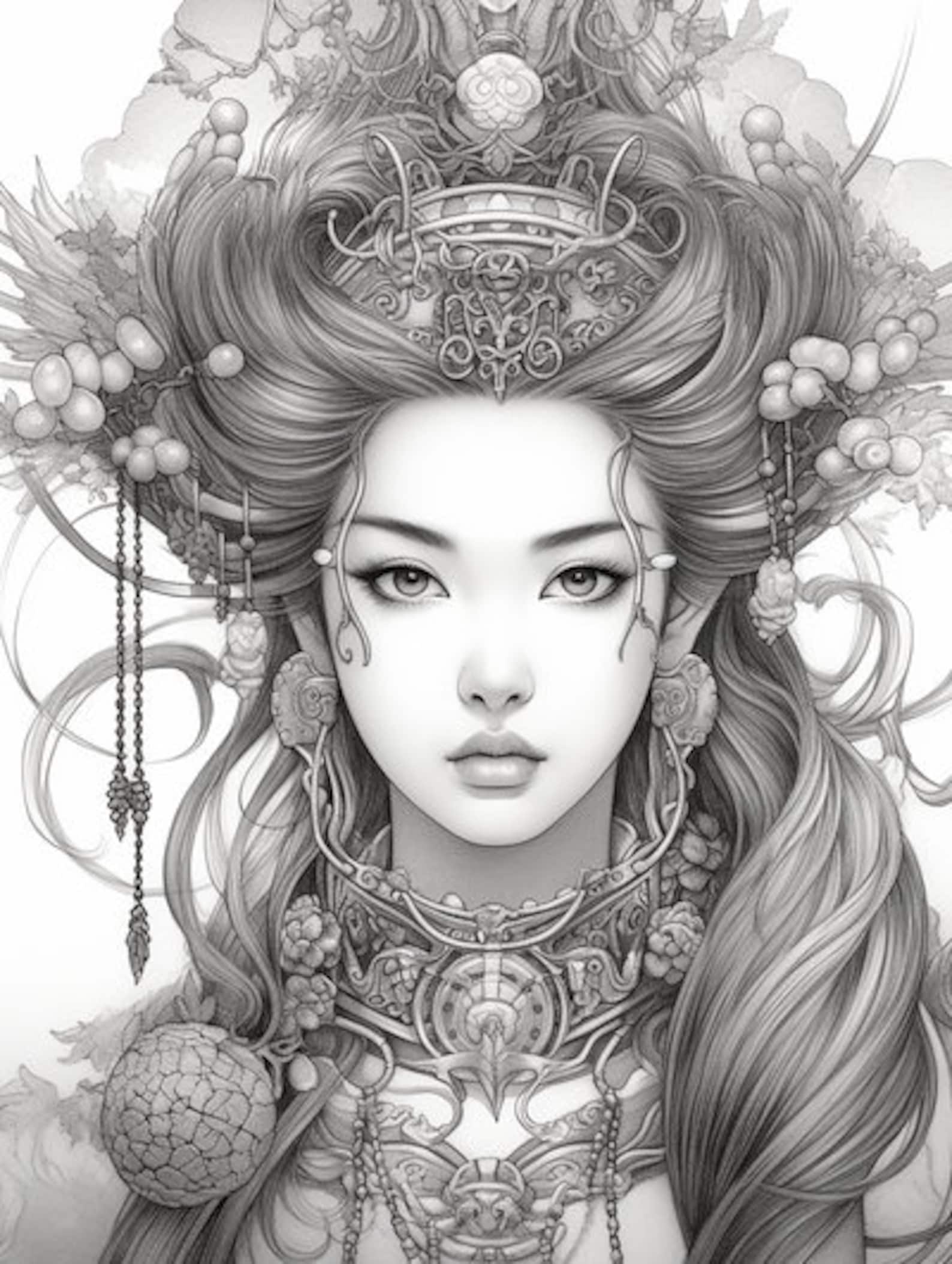 Chinese Princesses Coloring Book for Adults and Kids - Etsy