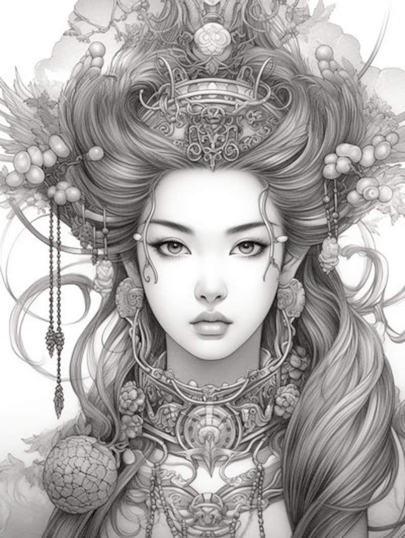 Chinese Princesses Coloring Book for Adults and Kids - Etsy