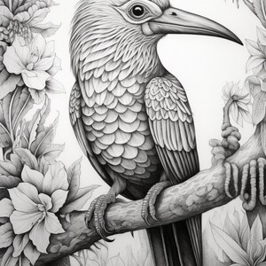 Birds Coloring Book: 20 Grayscale Pages for Adults & Kids (printable ...