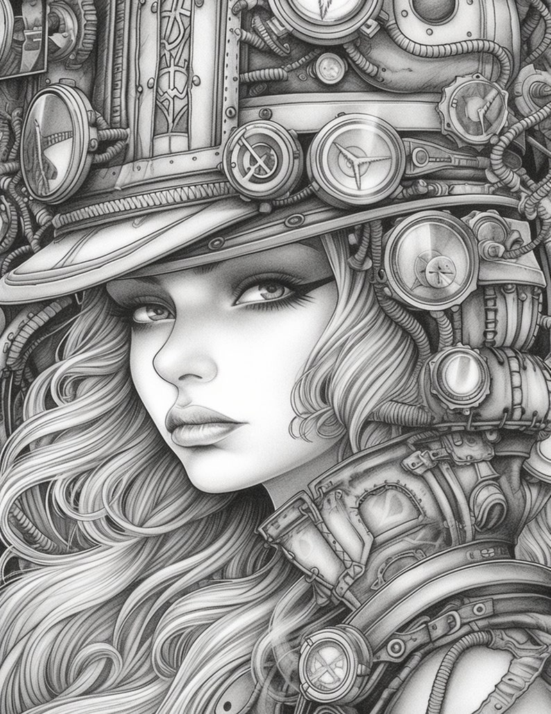 Steampunk Coloring Book Adults Kids Coloring Pages Instant - Etsy