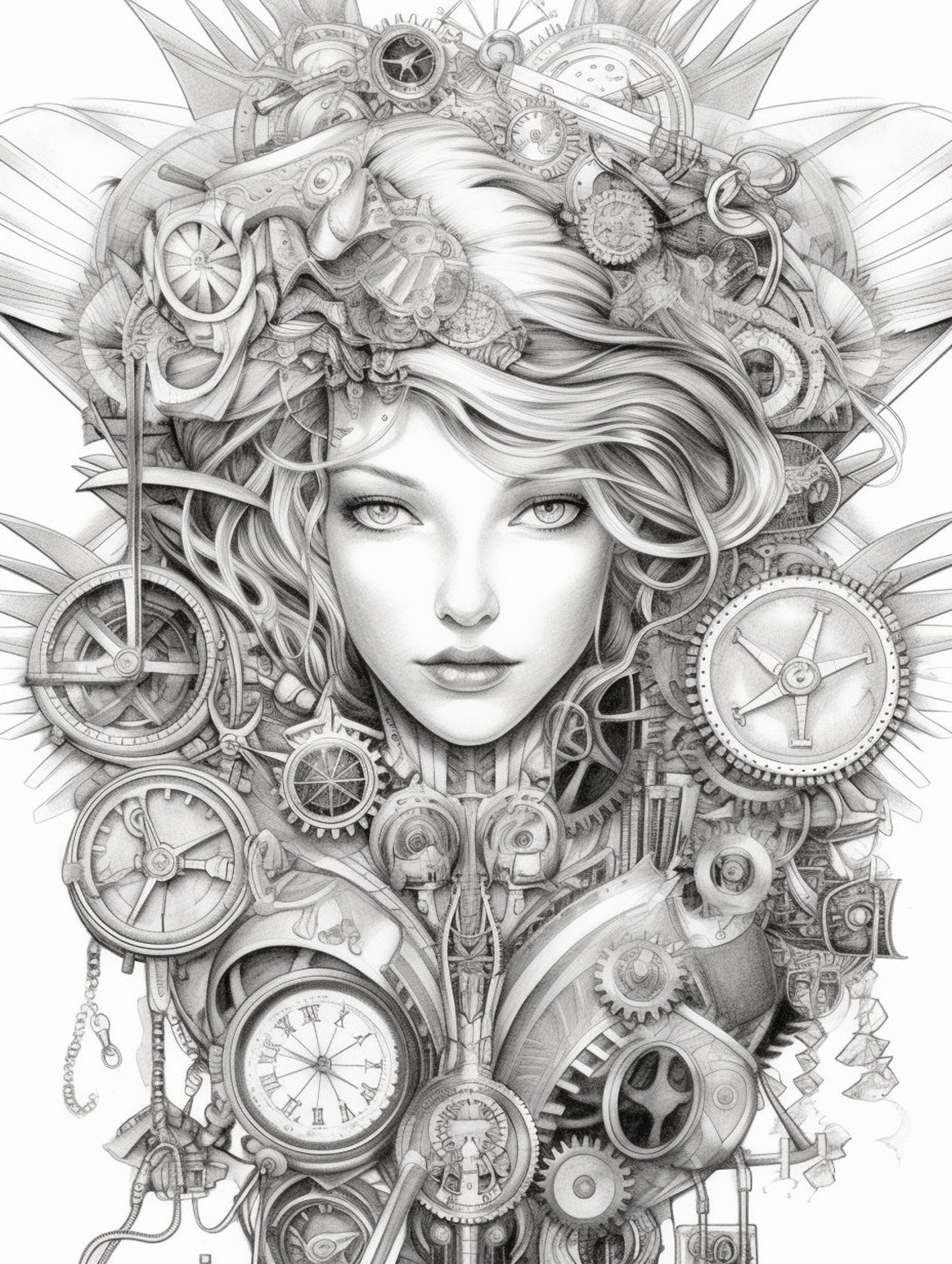 Steampunk Fairy Portraits Coloring Book for Adults and Kids - Etsy