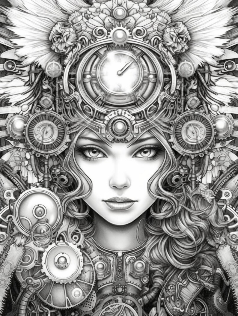 Steampunk Fairy Portraits Coloring Book for Adults and Kids - Etsy