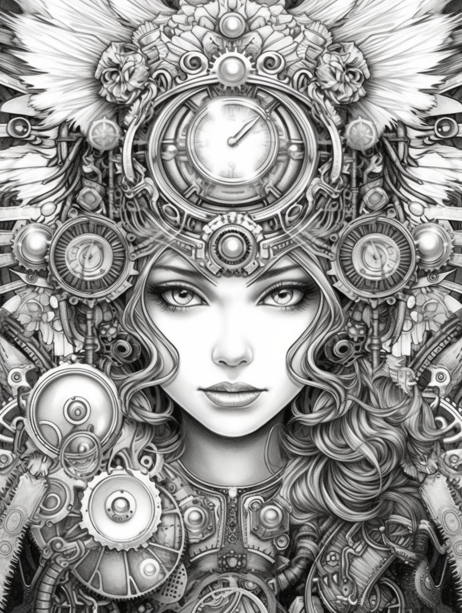 Steampunk Fairy Portraits Coloring Book for Adults and Kids - Etsy