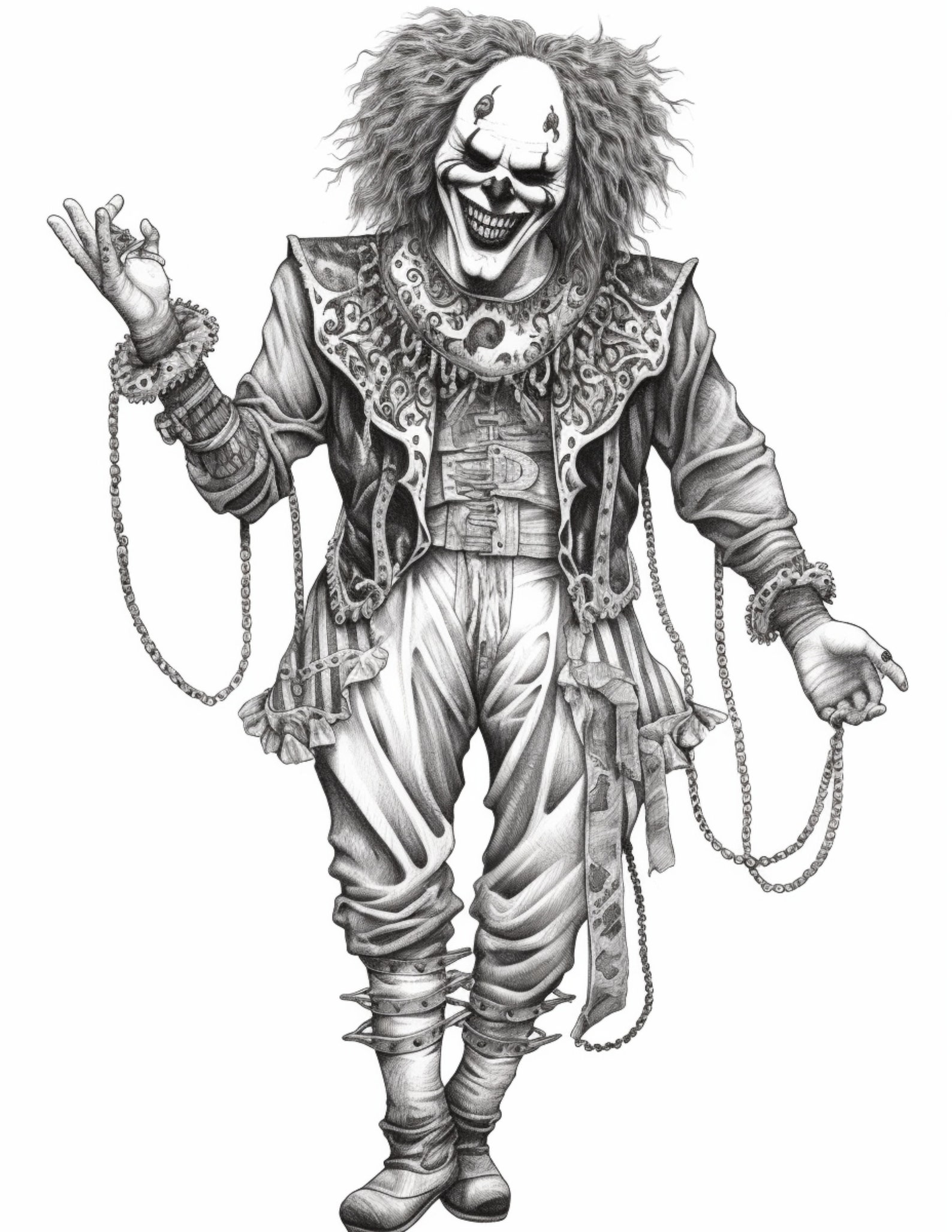 Scary Clowns Coloring Book Adults Coloring Pages Grayscale - Etsy