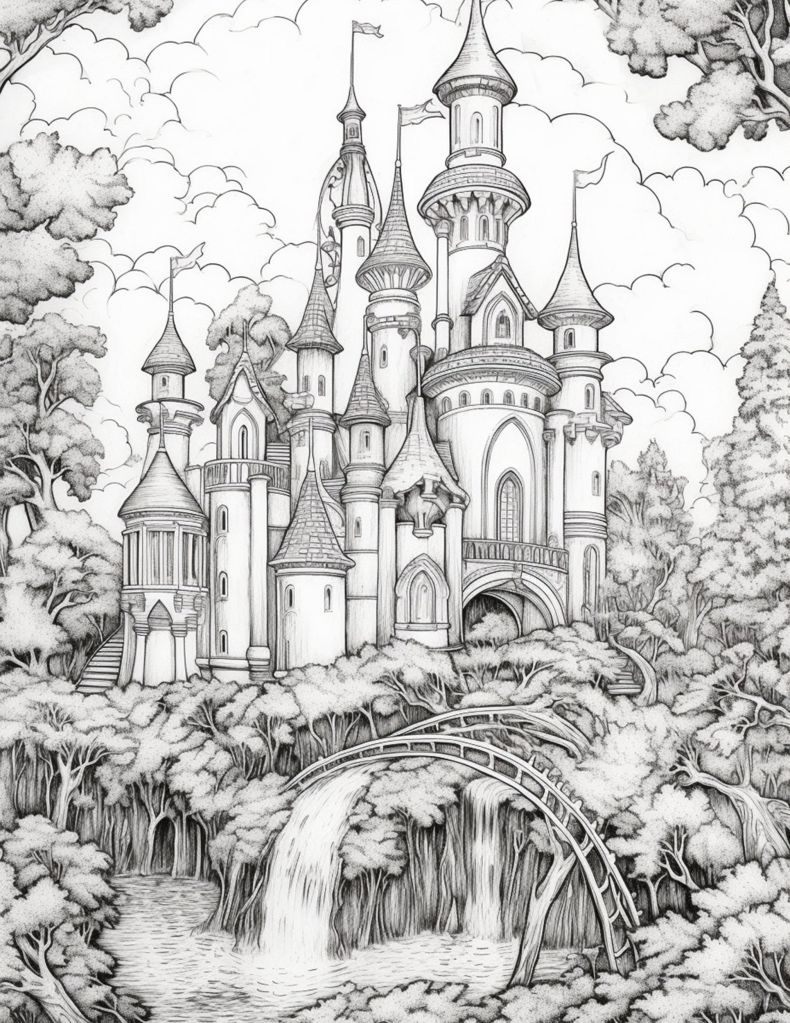 Enchanted Country Coloring Book for Adults + Kids- Instant Download ...