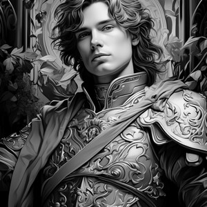 Princes Coloring Book, Adults and Kids Coloring Pages, Grayscale ...