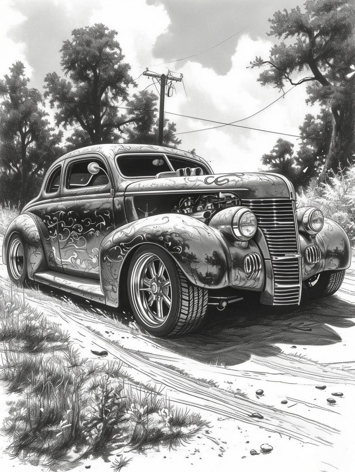 Rat Funk Cars Vol 2 Coloring Book: Grayscale Art (printable PDF File ...